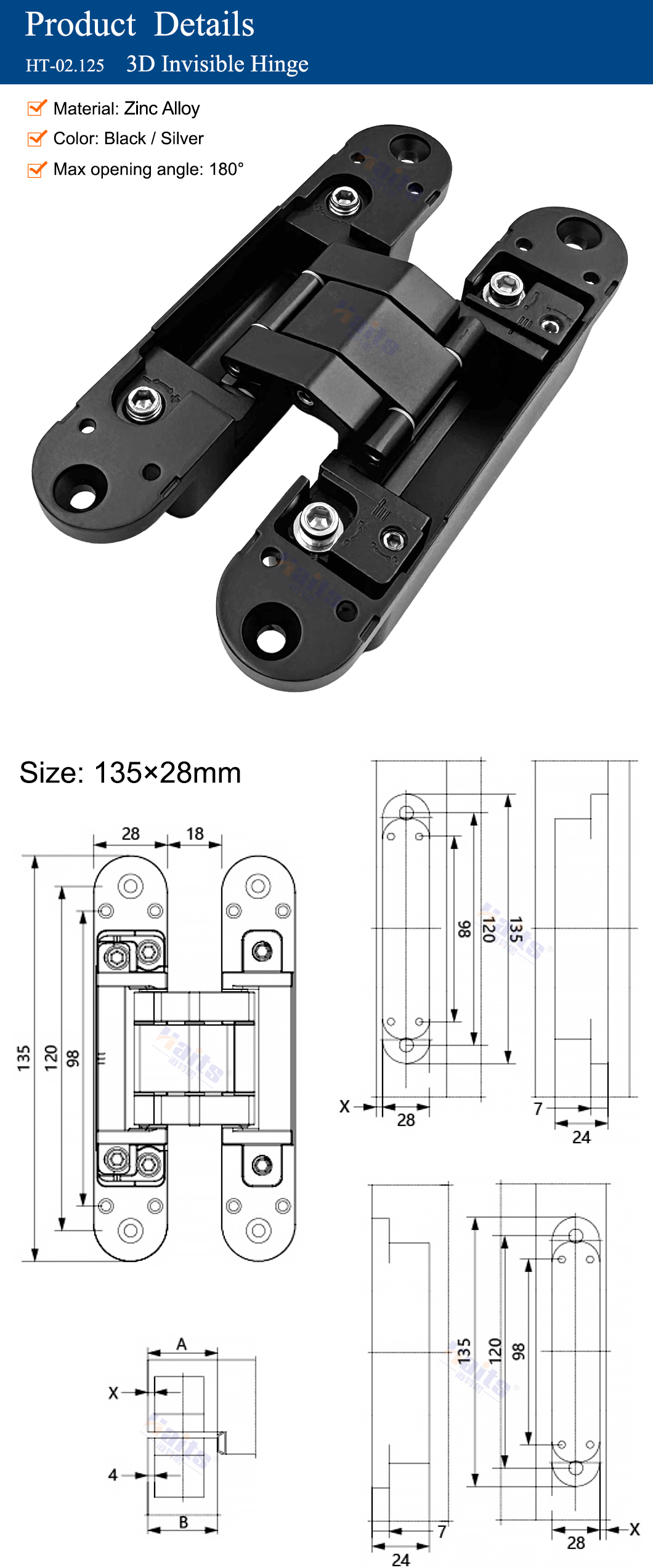 Cross hinges , Invisible hinges , Foldable hinge - Haits